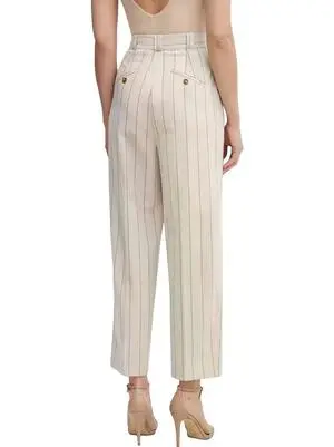 BENETTON Pinstriped Pleated Trousers - Neutrals