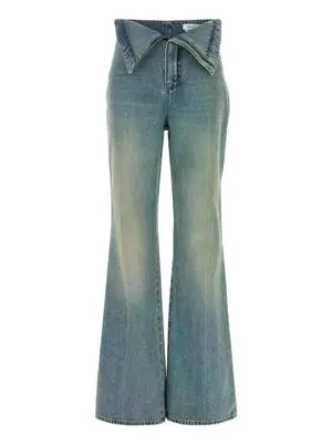 Alexander McQueen Fold-over Waist Flared Jeans - Blue