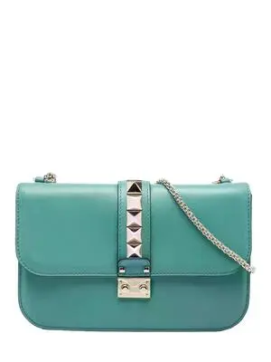 Valentino Garavani Medium Leather Rockstud Glam Lock Crossbody Bag - Blue