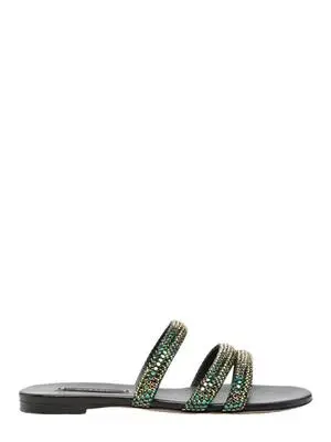 Casadei Casadei Crystal Embellished Triple-Strap Flat Sandals Blue
