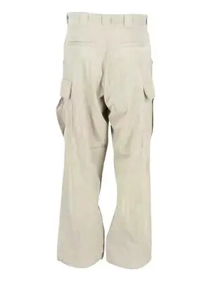 Prada Corduroy Wide Leg Cargo Trousers - Neutrals