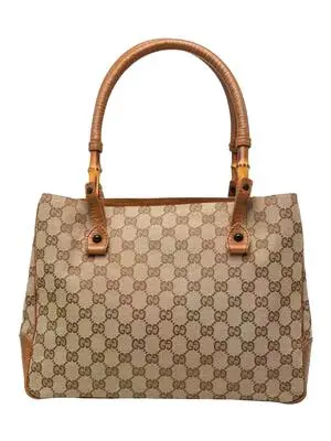 Gucci Gg Canvas Bamboo Tote Bag - Neutrals