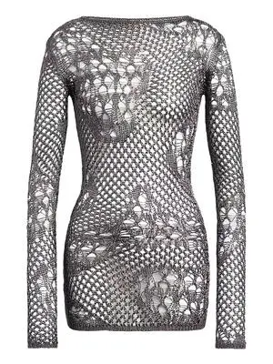 DONDUP Distressed Open-knit Mini Dress - Grey