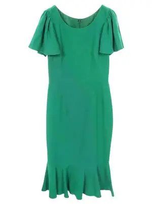 Dolce & Gabbana Short Sleeve Ruffled Hem Dress - Green
