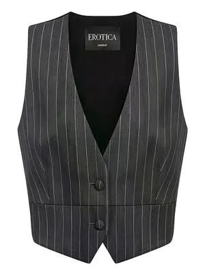 DONDUP Pinstripe Pattern V-neck Waistcoat - Grey