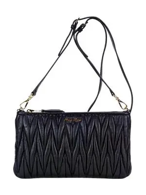 Miu Miu Matelassé Shoulder Bag - Black
