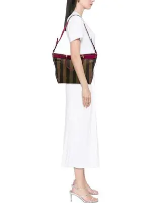 Fendi Pequin Canvas Satchel - Brown