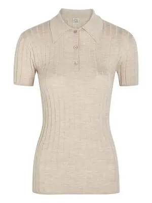 TOTEME Ribbed Cashmere-blend Polo Top - Light Brown