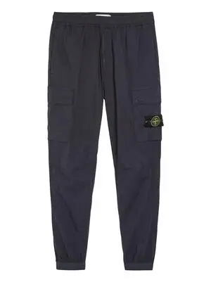Stone Island Logo Stretch-cotton Cargo Trousers - Navy