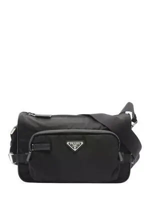 Prada Medium Saffiano Trimmed Re Nylon Crossbody Bag - Black