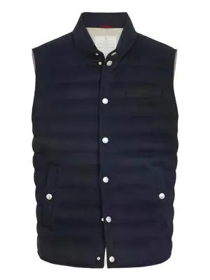 Brunello Cucinelli Lightweight Cashmere Flannel Down Vest - Grey