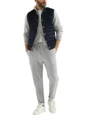 Brunello Cucinelli Lightweight Cashmere Flannel Down Vest - Grey