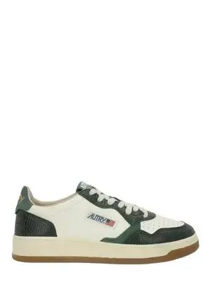 AUTRY Autry Medalist Crocodile-Embossed Leather Sneakers White