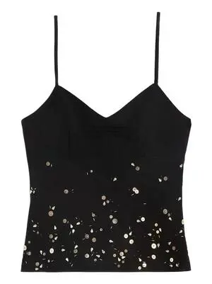 JIL SANDER Sequin And Crystal Embellished V-neck Top - Black