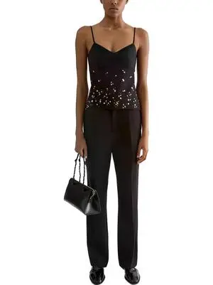 JIL SANDER Jil Sander Sequin And Crystal Embellished V-Neck Top