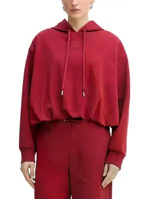 TRUSSARDI Embroidered Logo Drawstring Hoodie - Red