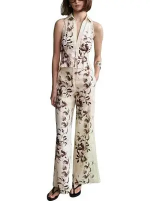 HEVRON Capri Floral-print Trousers - Neutrals