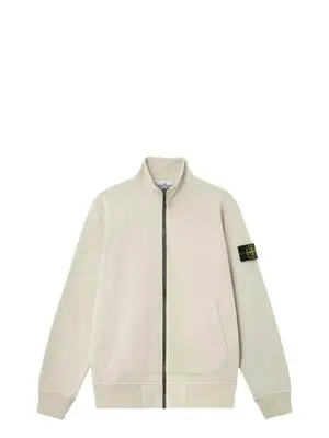Stone Island Logo Patch Full-zip Sweater - Neutrals