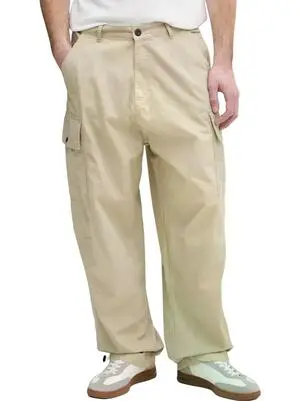 Alpha Industries Textured Drawstring Hem Wide-leg Trousers - Neutrals