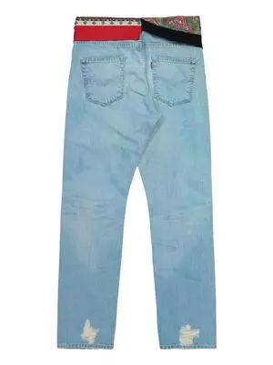 Junya Watanabe Paisley-print Bandana-panel Jeans - Blue