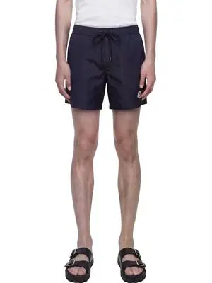 Moncler Logo Patch Drawstring Swim Shorts - Blue