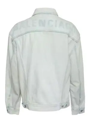 Balenciaga Logo Print Denim Jacket - Blue