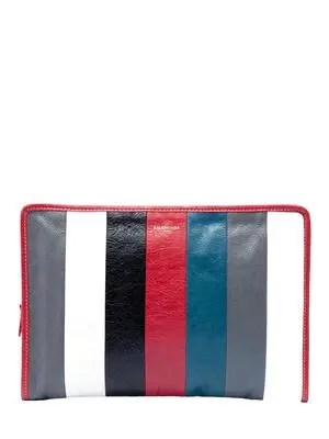 Balenciaga 2017 Lambskin Striped Bazar Clutch Bag - Multicolour