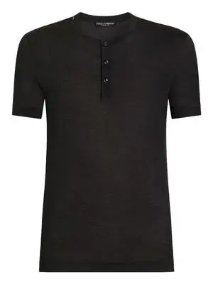 Dolce & Gabbana Silk Serafino T-shirt - Grey