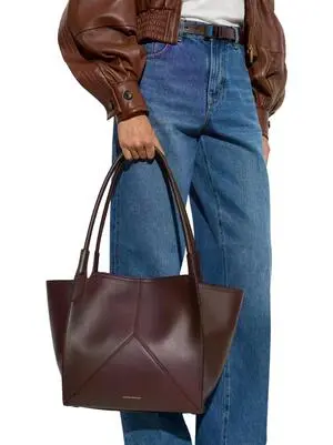 Victoria Beckham Leather Logo Tote Bag - Brown