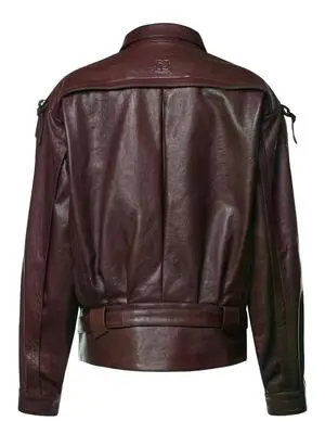 Magda Butrym Belted Panelled Leather Jacket - Red