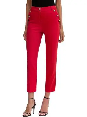 MORGAN Button-detail Cropped Trousers - Red