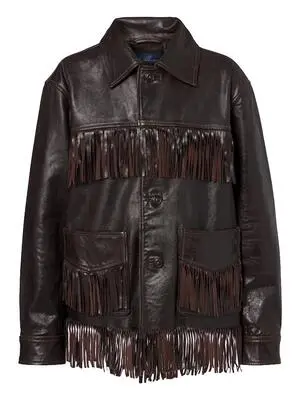 Polo Ralph Lauren Fringed Leather Jacket - Brown