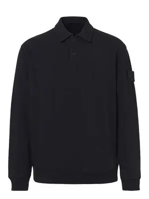 Stone Island Ghost Cotton Blend Jersey Polo Sweatshirt - Blue