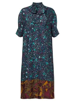 Dries Van Noten Printed Tie-neck Midi Dress - Multicoloured