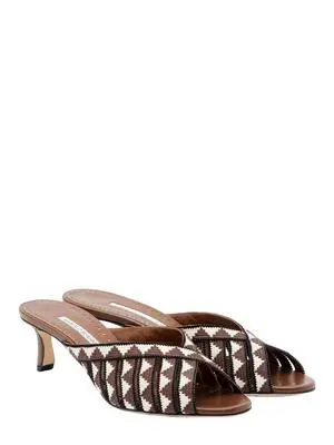 Manolo Blahnik Trofesamu" Knitted Mules - Brown
