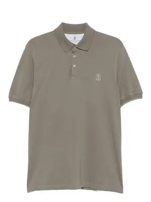 Brunello Cucinelli Logo Cotton Polo Shirt - Green