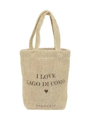 ANITA BILARDI I Love Lago Di Como Rafia Tote - Beige