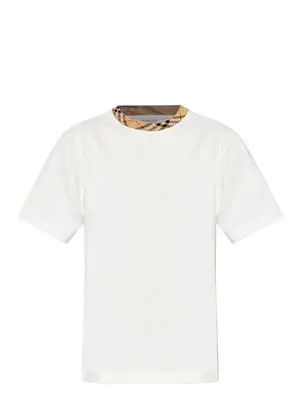 Burberry Checked Collar T-shirt - White