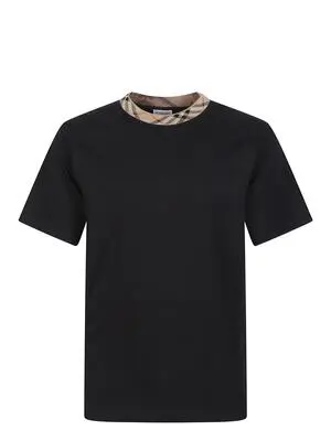 Burberry Checked Collar T-shirt - Black