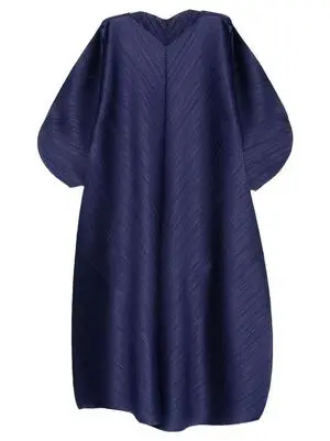 Issey Miyake Pleated Long Dress - Blue