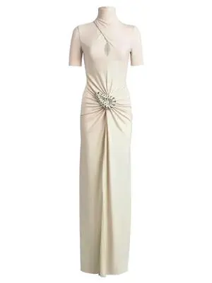 Silvia Tcherassi Cierra Cutout-detail Maxi Dress - Neutrals