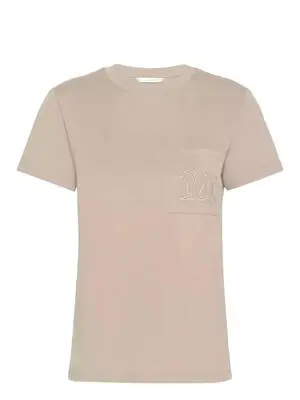 Max Mara Embroidered-monogram Pocket T-shirt - Neutrals