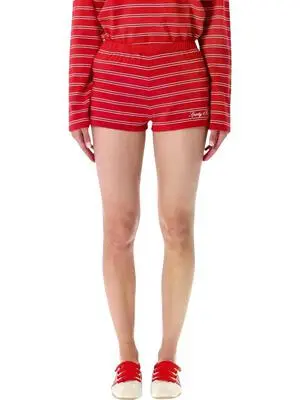 SPORTY & RICH Striped Logo-print Shorts - Red