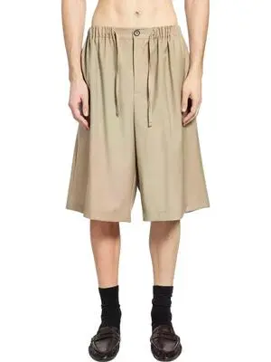 ROSE BURRITO Virgin Wool Drawstring Tailored Shorts - Neutrals