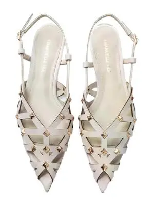 EMANUELLE VEE Stud-embellished Cage Sandals - Neutrals