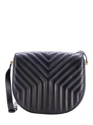 Saint Laurent Joan Matelasse Chevron Leather Medium Satchel Black