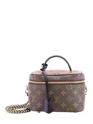 LOUIS VUITTON Vanity Handbag Reverse Monogram Canvas Pm Satchel Brown