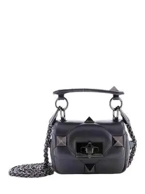 Valentino Garavani Roman Stud Flap Bag Quilted Leather Mini Shoulder Bag - Black
