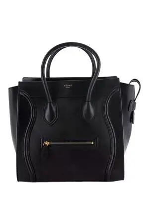 Celine Luggage Bag Smooth Leather Mini Tote Bag - Black