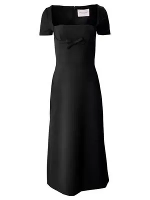 Carolina Herrera Bow-detail Square-neck Midi Dress - Black